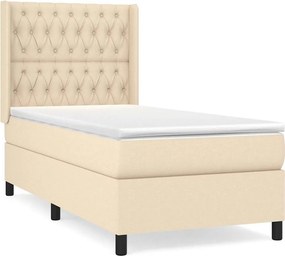 Box spring postel s matrací krémová 90x200 cm textil 3131646