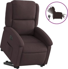 Elektrické zvedací polohovací křeslo tmavě hnědé textil 3204193