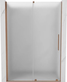 Mexen Velar, posuvné sprchové dveře do otvoru 130 cm, 8mm sklo námraza, měděná matná, 871-130-000-31-65
