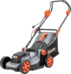 Outsunny elektrická sekačka na trávu 1200 W se šířkou záběru 34 cm, sběrný koš 35 L, funkce mulčování, 6 nastavení výšky střihu, výškově nastavitelné…