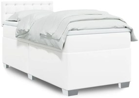 Box spring postel s matrací bílá 100x200 cm umělá kůže 3286109