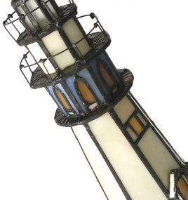 Vitrážová stolní lampa Tiffany v designu majáku Phare – 12x28 cm