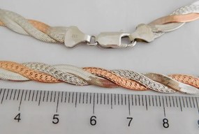 Klenoty Budín Stříbrný pletený náhrdelník (řetízek) - růžové zlacení 50cm 15,83gr 030498400027