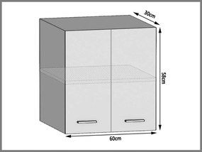 Kuchyňská skříňka Belini horní 60 cm dub wotan  TOR SG2-60/3/WT/DW/0/B1