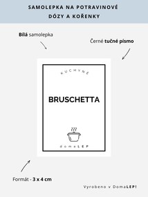 Samolepka na kořenky BRUSCHETTA bílá 3 × 4 cm tučné písmo