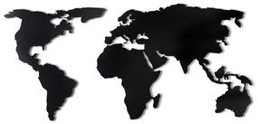 Wallexpert Dekorativní kovový nástěnný doplněk World Map Silhouette XL - Black, Černá