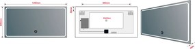 Sapho Sapho, GEMINI zrcadlo s LED osvětlením 120x60cm, chytré funkce, GM120K