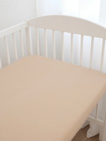 MK Lůžkoviny Jersey prostěradlo do postýlky s elastanem Deluxe 60 × 120 cm – béžové
