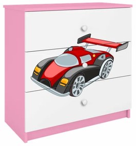 KOCOT KIDS Komoda - BABYDREAMS, matná bílá/růžová, různé motivy na výběr Motiv: závodní auto