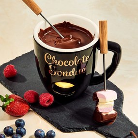 Butlers CHOCOLATE FONDUE Hrnek se 2 vidličkami - černá