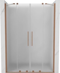 Mexen Velar Duo, posuvné sprchové dveře do otvoru 160 cm, 8mm sklo námraza, měděná matná, 871-160-000-32-65