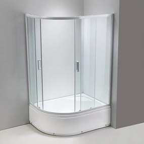 BPS-koupelny Asymetrický sprchový kout MAJA WH L 115x85 cm levý, bílý/transparent v setu s hlubokou sprchovou vaničkou