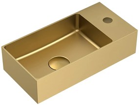 Sapho Sapho, AURUM nerezové umyvadlo, 36,5x18cm, včetně výpusti, levá/pravá, zlatá matná, AU204