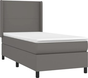 Box spring postel s matrací a LED šedá 90x190 cm umělá kůže 3139239