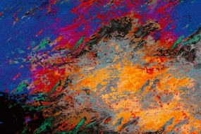 DIMEX | Samolepicí vliesová fototapeta na zeď Abstraktní barevný vzor MA-5-2556 | 375 x 250 cm | modrá, červená, černá, oranžová, šedá