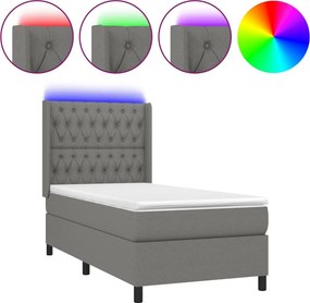 Box spring postel s matrací a LED tmavě šedá 80 x 200 cm textil 3138510