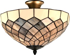 Bílo-šedá stropní lampa Tiffany Paulette - Ø 41*24 cm E14/ 2*40W