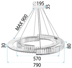 Toolight Toolight, LED křišťálové stropní svítidlo APP1524-CP60/80, zlatá, OSW-06972