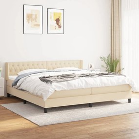 Box spring postel s matrací krémová 200x200 cm textil 3129982