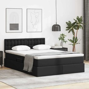 Postel s úložným prostorem a matrací s čelo Černá 140 x 190 cm 3370393