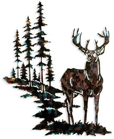 Wallexpert Dekorativní kovový nástěnný doplněk Deer, Vícebarevná