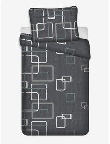 Jerry Fabrics Bavlněné povlečení Čtverce černobílá, 140 x 200 cm, 70 x 90 cm