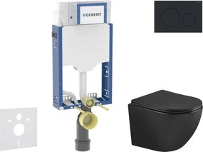 Geberit Kombifix - Set předstěnové instalace, klozetu Oudee a sedátka softclose, tlačítko Sigma20, matná černá/černá SANI15CA5505