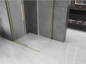 Mexen Velar L, sprchový kout s posuvnými dveřmi 100 x 110 cm, 8mm sklo námraza, zlatá matná, 871-100-110-33-55