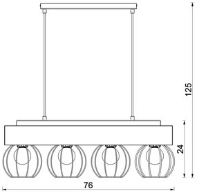 Lustr na lanku MENTON 4xE27/15W/230V černá/hnědá/dub
