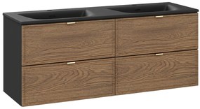 Comad Koupelnová skříňka s keramickým dvojumyvadlem Talia Casella 120 cm - dub casella