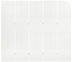 5-dílný paraván Sarn - ocel - 200 x 180 cm | bílý