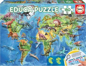 Puzzle educa puzzle mapa světa s dinosaury 150 dílků