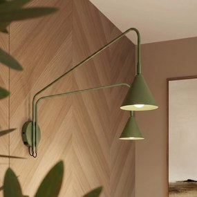 Sollux Lighting Nástěnné svítidlo NOX 2 olivově zelené s vypínačem