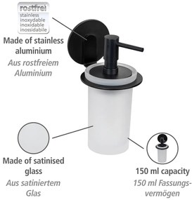 Matně černý samodržící skleněný dávkovač mýdla 150 ml Bivio – Wenko