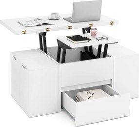 Costway Skládací konferenční stolek s 4 úložnými taburetky 3-in-1 do obývacího