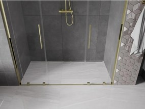 Mexen Velar L Duo, posuvné sprchové dveře do otvoru 200 cm, 8mm čiré sklo, zlatá lesklá, 871-200-003-02-50