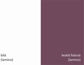 MARIDEX SKŘÍNĚ Šatní skříň - LUX 9, matná bílá/lesklá bílá/lesklá fialová