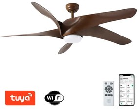ZEVENTI - LED Stropní ventilátor LUCCA LED/18W/230V Wi-Fi Tuya hnědá + DO
