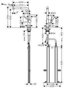 Hansgrohe Talis M54 - Páková kuchyňská baterie 270, vytahovatelný výtok, 1jet, sBox, chrom 72809000