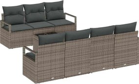 Set pohovek 8 ks 7-Počet míst Šedá polyratan 3346289