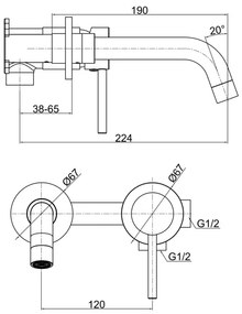 F-Design Flusso, podomítková umyvadlová baterie, chrom lesklý, FD1-FLS-3PA-11