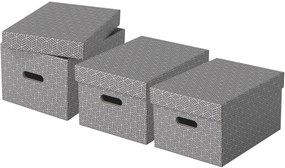 Archivační krabice esselte home, velikost m, 26.5 x 20.5 x 36.5 cm, šedá - set 3 ks