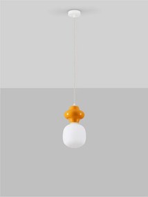 Bílé/oranžové keramické závěsné svítidlo se skleněným stínidlem ø 18 cm Clio – Nova Luce