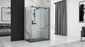 Rea BLACK STONE - Kamenná sprchová vanička 90 x 120 x 3,5 cm + sifon, černá, REA-K9603