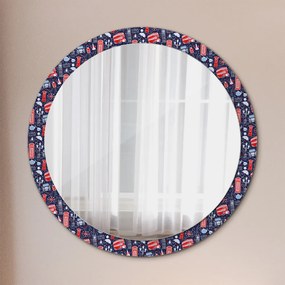 Kulaté zrcadlo tištěný rám Londýnský symbol fi 100 cm