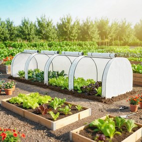 Outsunny tunelový foliovník se zip dveřmi, ocelový rám — 395 × 100 × 80 cm pro rajčata a zeleninu (bílý)
