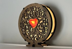 Li-Go "Strom života s achátovým srdcem" lampa s dvojitým podsvícením 20x22cm provedení povrchu: dub