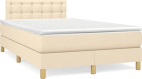 vidaXL Box spring postel s matrací a LED 120x190 cm textil [3270119] Barva: krémová