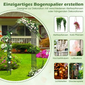 Costway Rose Arch Kovový zahradní oblouk pro popínavé rostliny Trellis – černý