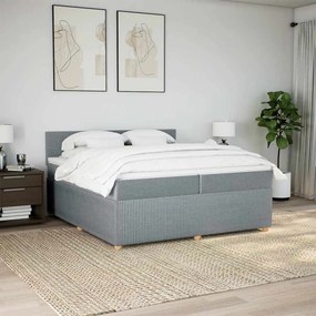 Box spring postel s matrací světle šedá 200 x 200 cm textil 3287563
